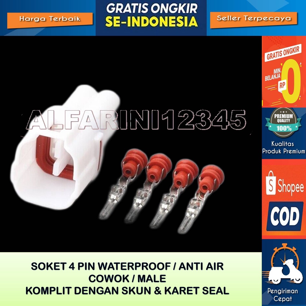 4 Pin Male waterproof Socket includes skun and rubber seal - Socket DLC ...