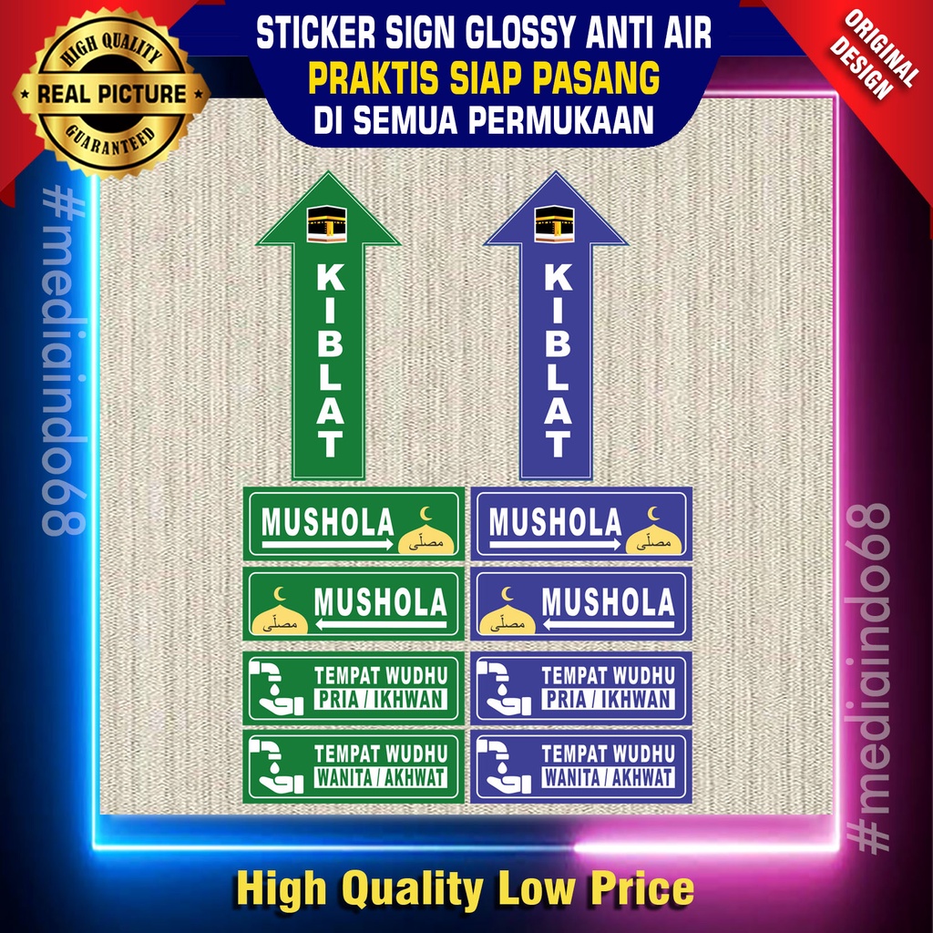 Qibla Direction SIGN STICKER - Waterproof VINYL Material (LAMINATING ...