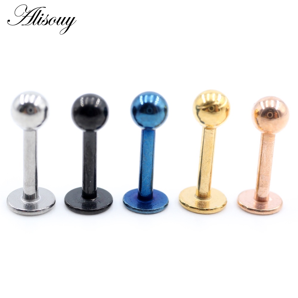 Alisouy 1 Piece 16G 6mm Stainless Steel Lip Labret Piercing Crystal ...