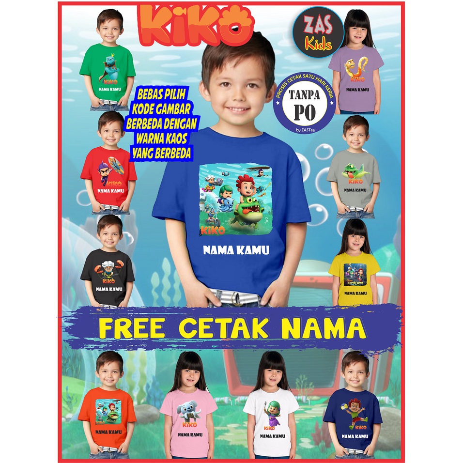 Kiko CARTOON Children's T-shirt with Many Motifs, Free Print Names ...
