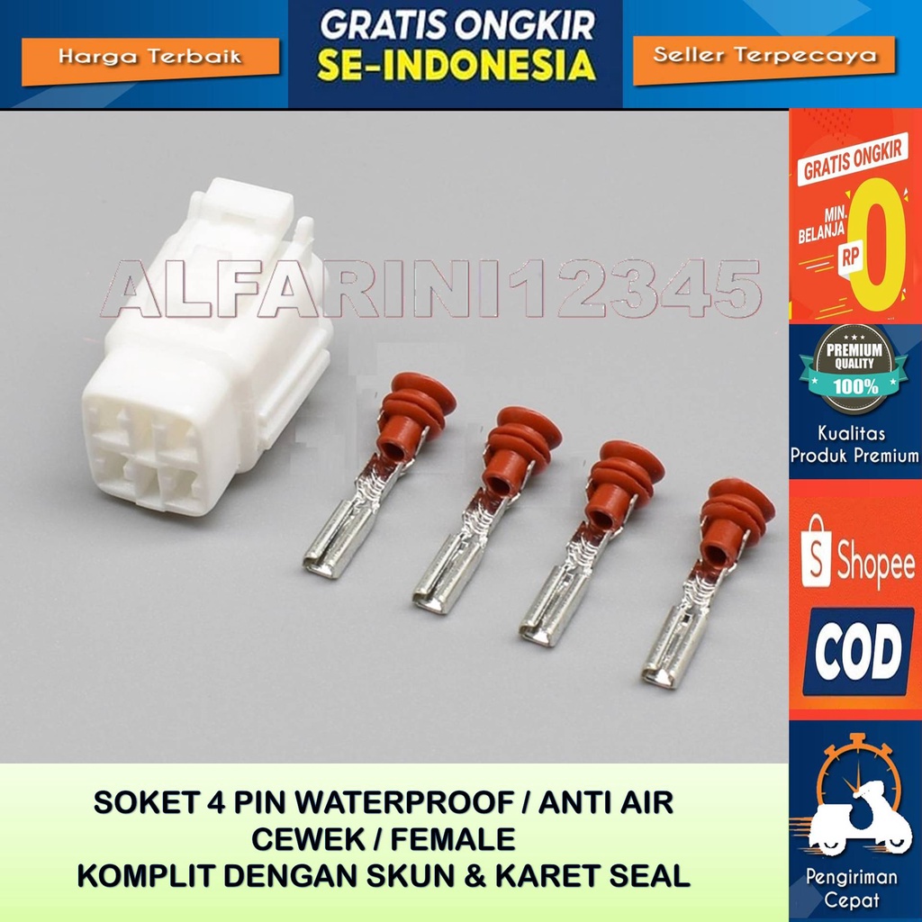 Waterproof 4 Pin Female Socket including skun and rubber seal - Socket ...