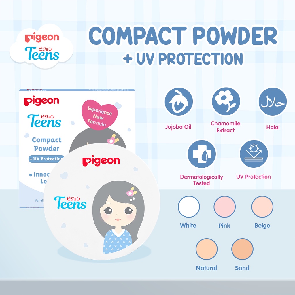 As Pigeon Teens Compact Powder + UV Protection 14Gr / Pigeon Pressed ...