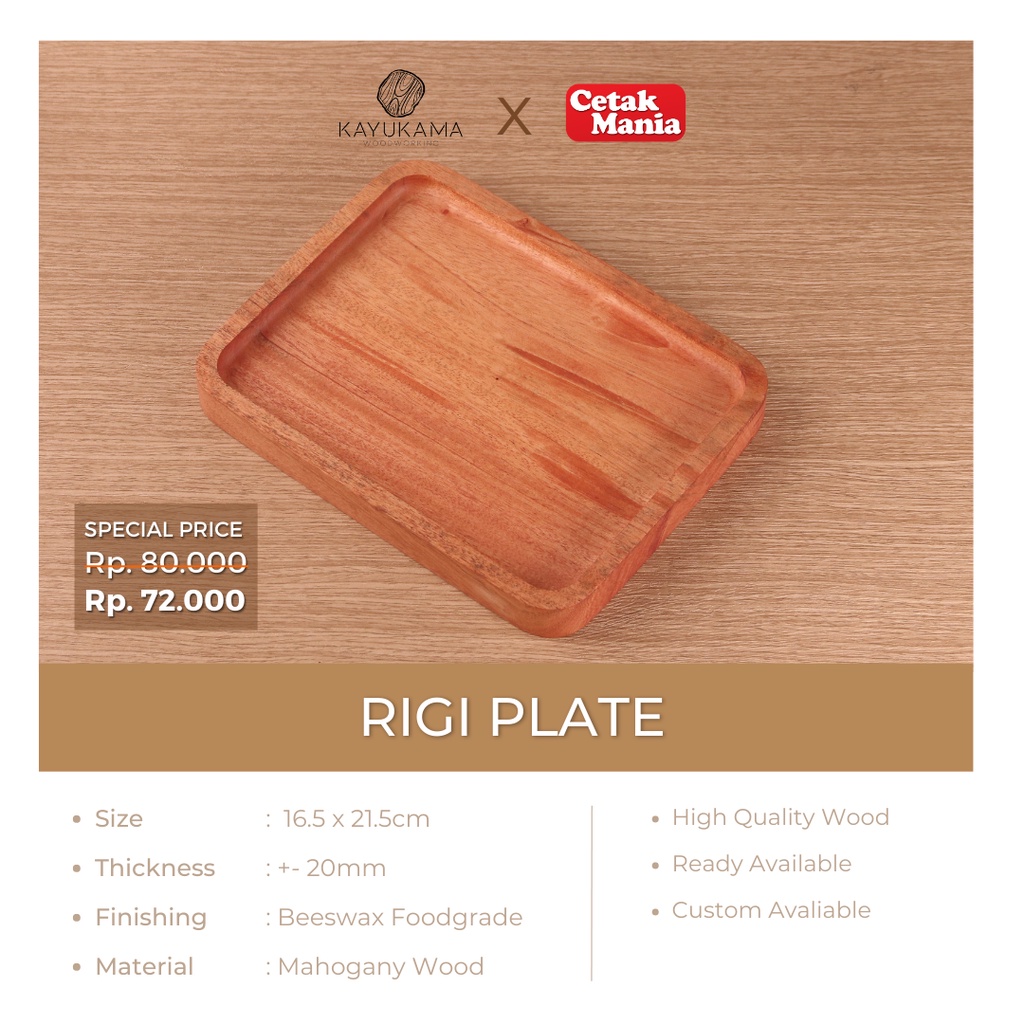 KAYU Rigi PLATE MAHOGANY WOOD - MAHONY WOOD - SQUARE WOOD PLATE ...