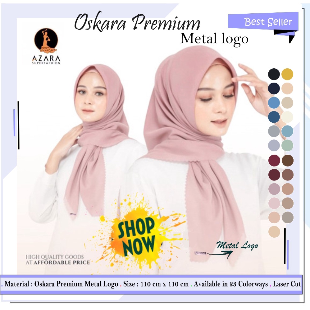 Plain Rectangular Hijab Voal Oskara Premium Laser Cut Metal Logo By ...