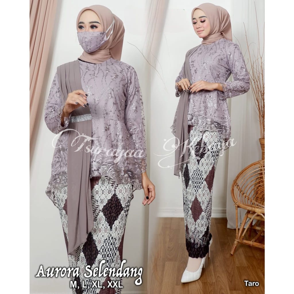 TULLE TUNIC KEBAYA TOP MODERN KEBAYA AURORA SELENDANG VARIOUS COLORS ...