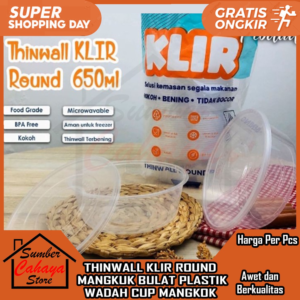 Plastic BOWL THINWALL ROUND KLIR THINWAL ROUND PUDDING BOWL ICE KEPAL MILO FLAT CONTAINER ...