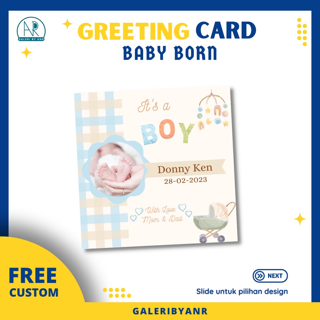 Custom Baby Born Greeting Card | New born baby birth greeting card thank you card thank you card ...