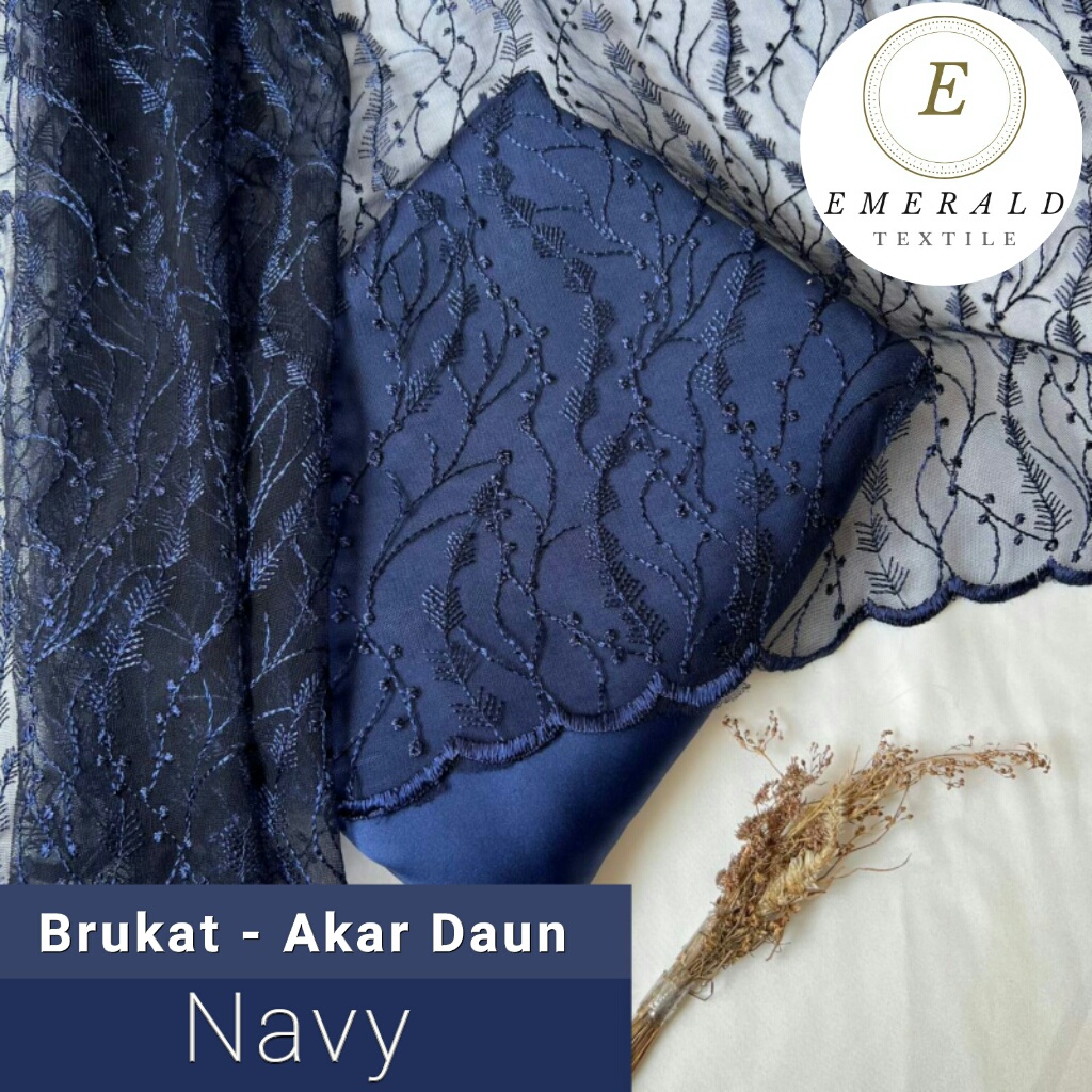 HALF A METER OF French Tile Brukat Fabric Kebaya Material with Leaf ...