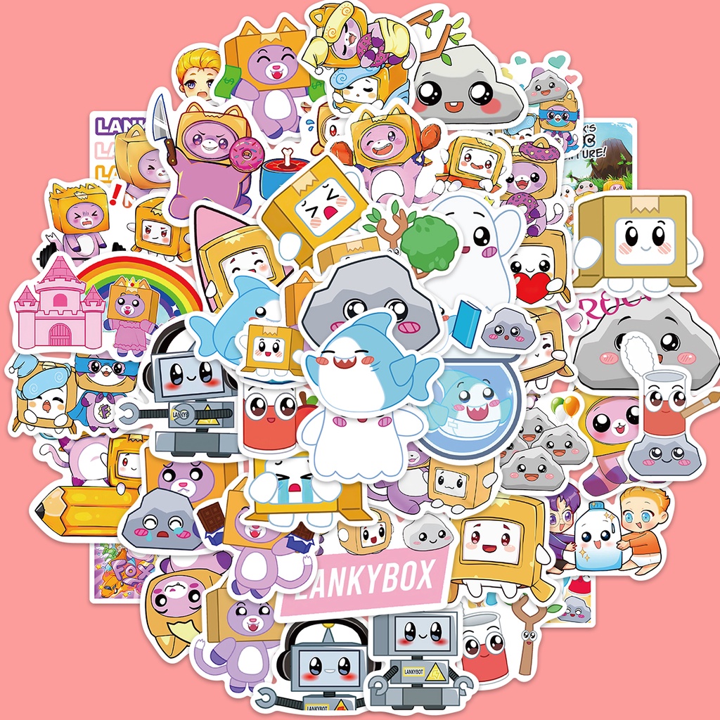 50pcs Lanky Box Cartoon Cute Stickers Packs Book Skateboard Luggage ...