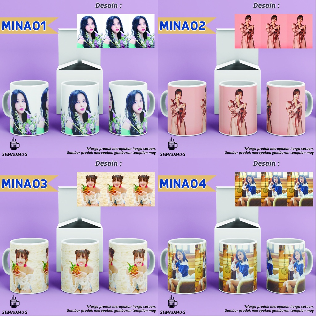Mug MINA TWICE KADO KPOP Glass Cup CUSTOM PRINT SEMAUMUG | Shopee Malaysia