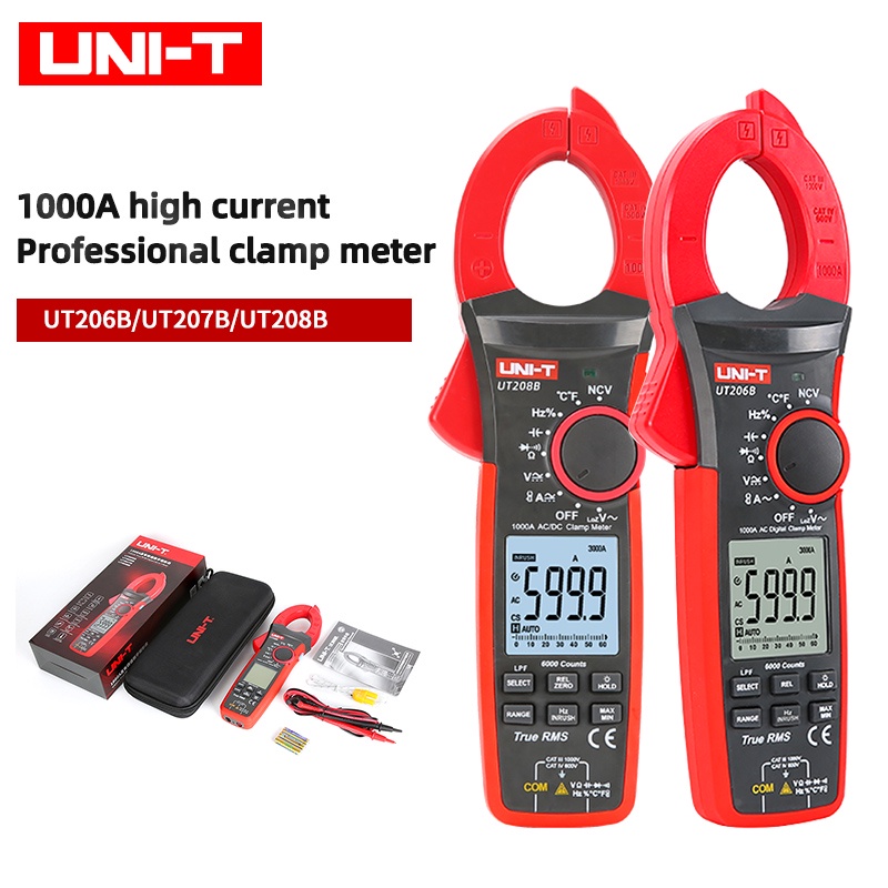UNI-T True RMS Digital Clamp Meter AC DC Current 1000A 1000V UT207B ...