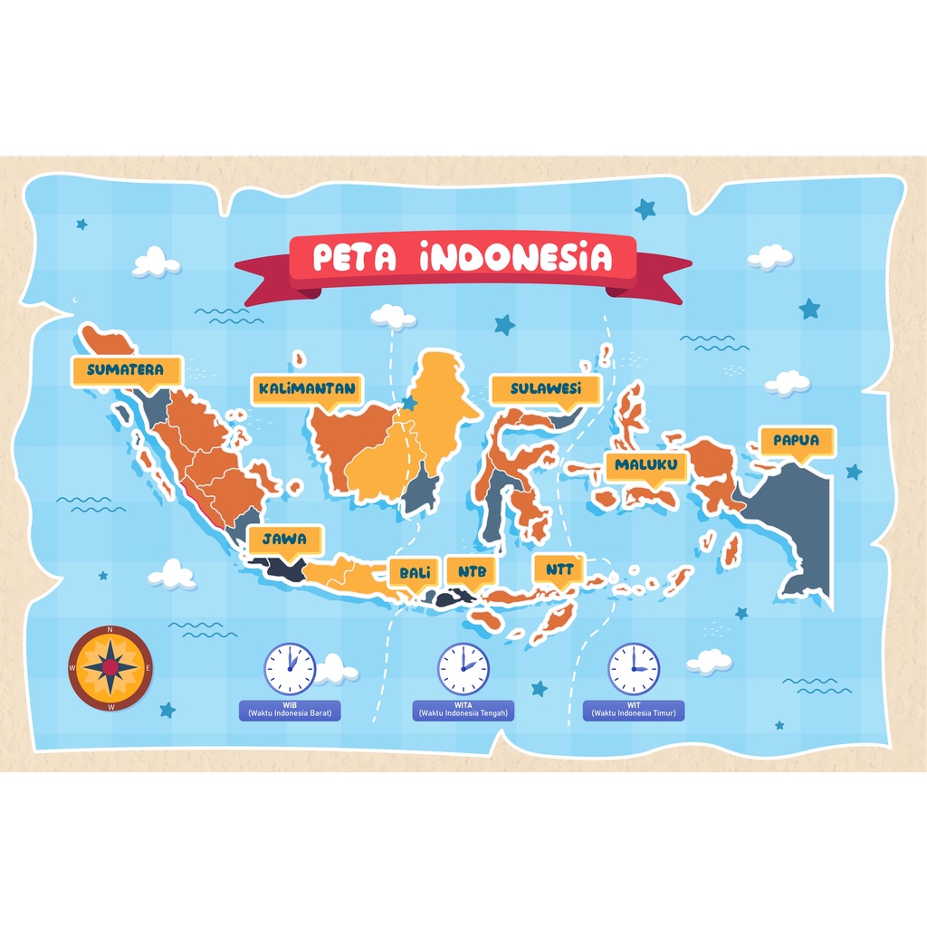 Print Custom Children's Educational Posters with Indonesian Map Images ...