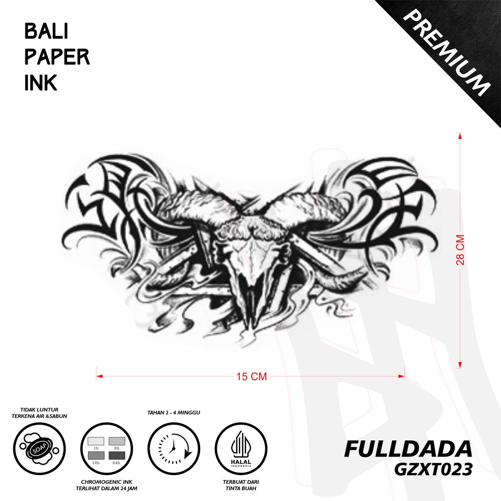 Bali Paper Ink GZXT023 Bpomet Fruit Ink Premium Temporary Tattoo Full ...