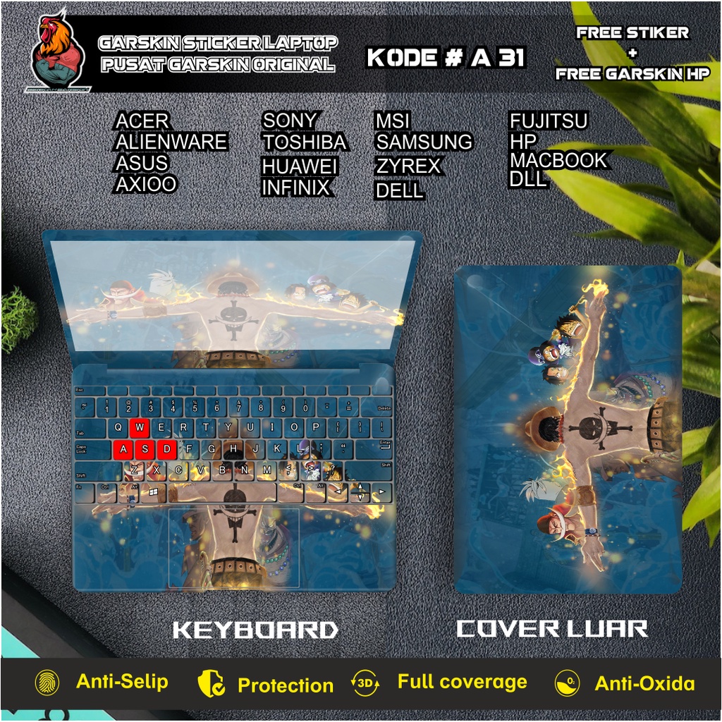 Garskin Laptop Fullbody Code A 31-35,Asus, Lenovo,Dell,Axio,Sony, Acer ...