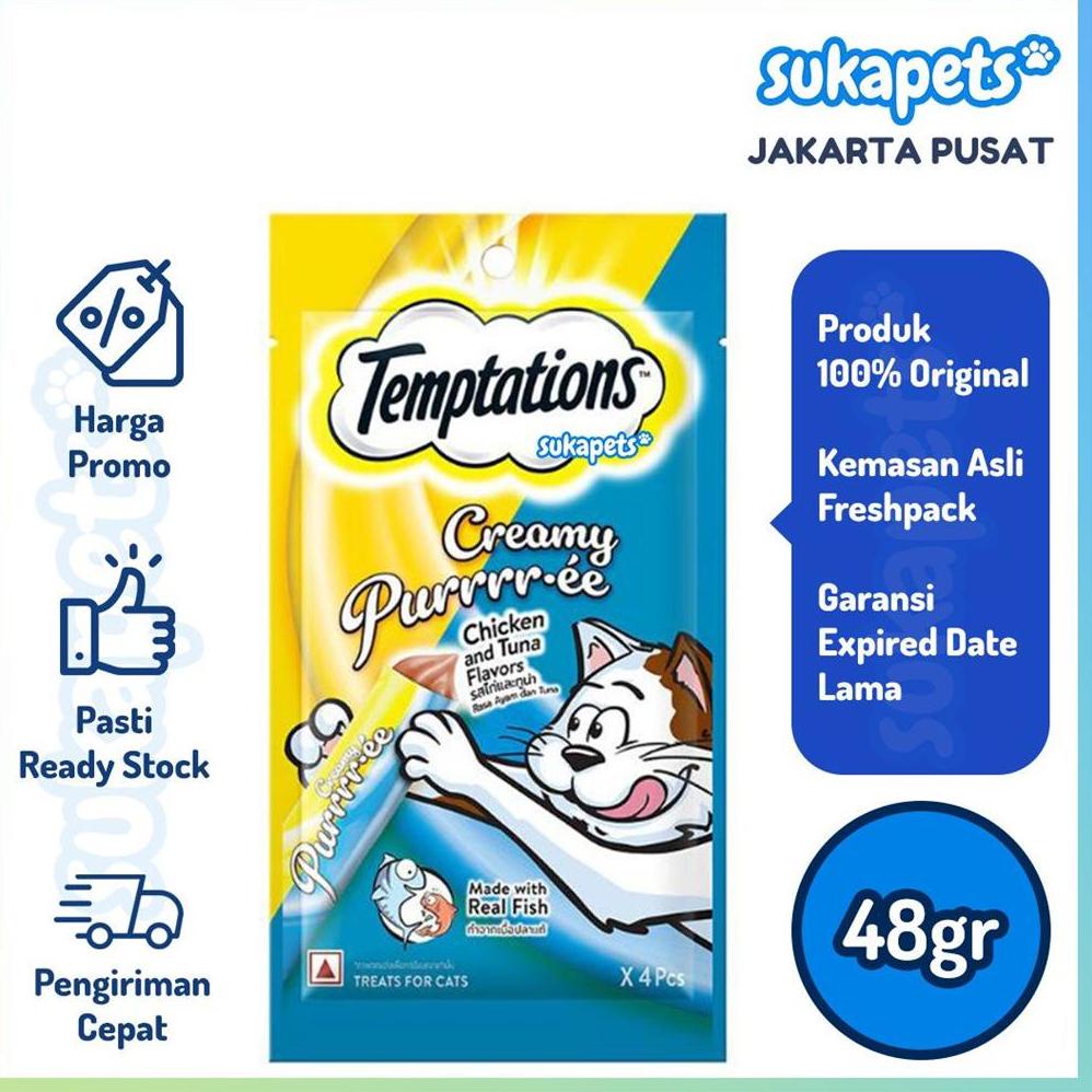 [Code C8qi8] Temptations Creamy Puree Chicken Tuna Snack Cat Snack 48gr ...