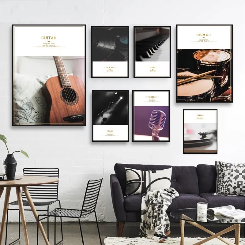 Big Size Musical Instrument Studio Hanging Painting Guitar Drum Wall ...