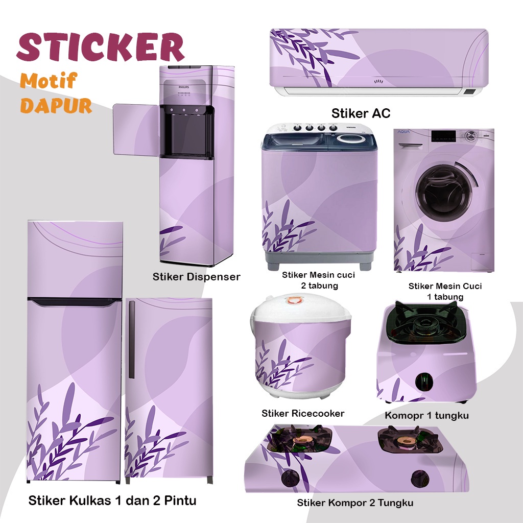MATA UNGU MESIN Kitchen sticker Set Refrigerator stove washing machine ...