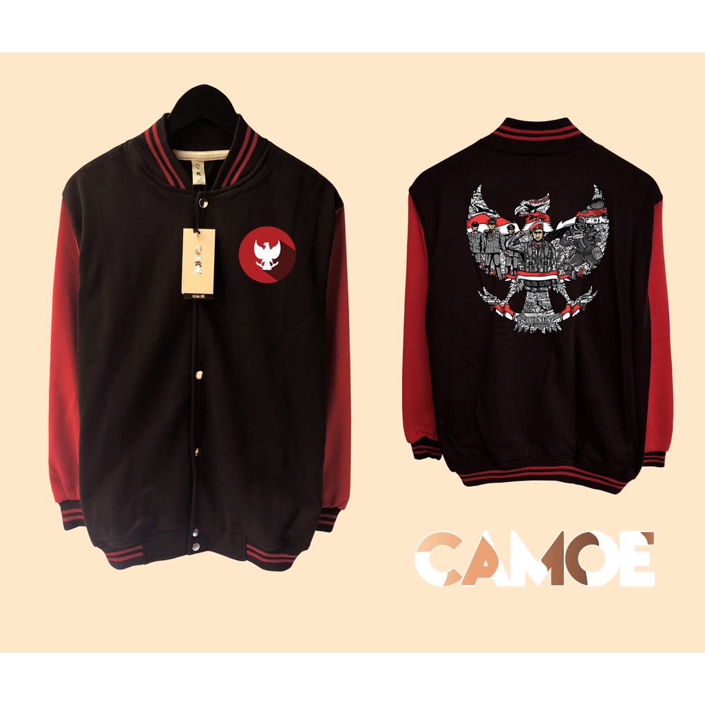 Camoe Garuda Pancasila Premium Varsity Jacket Respect Indonesian flag ...