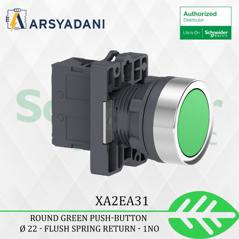 Round Green pushbutton 22 flush spring return 1NO/XA2EA31 | Shopee Malaysia