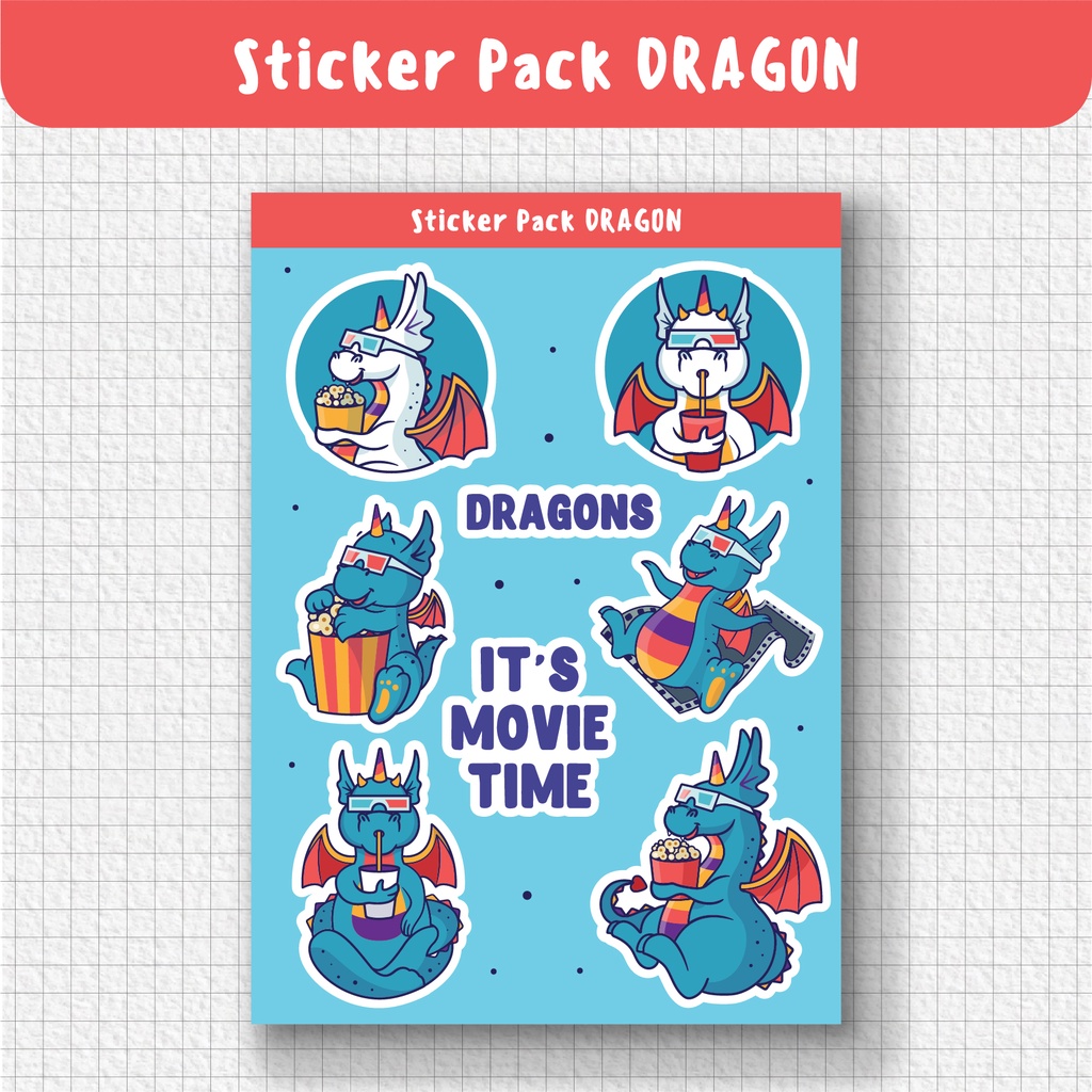 Cute Aesthetic Dragon Sticker Pack - Waterproof Tumblr Laptop Sticker ...