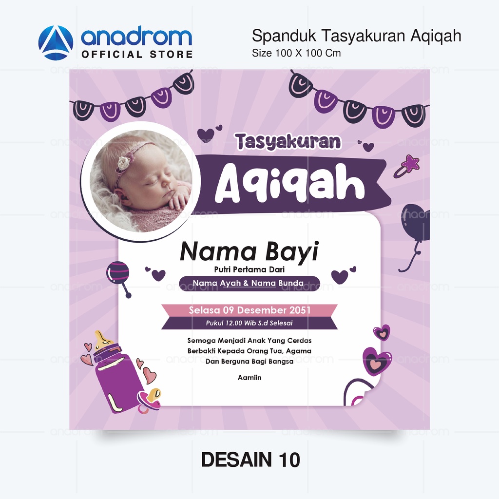 Aqiqah Velvet Banners For Girls | Aqiqah Banner Custom Free Photo Input ...