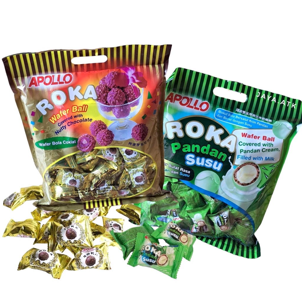 Wafer BOLA ROKA APOLLO PANDAN CHOCOLATE 50pcs 300gr CHOCOLATE WAFER ...