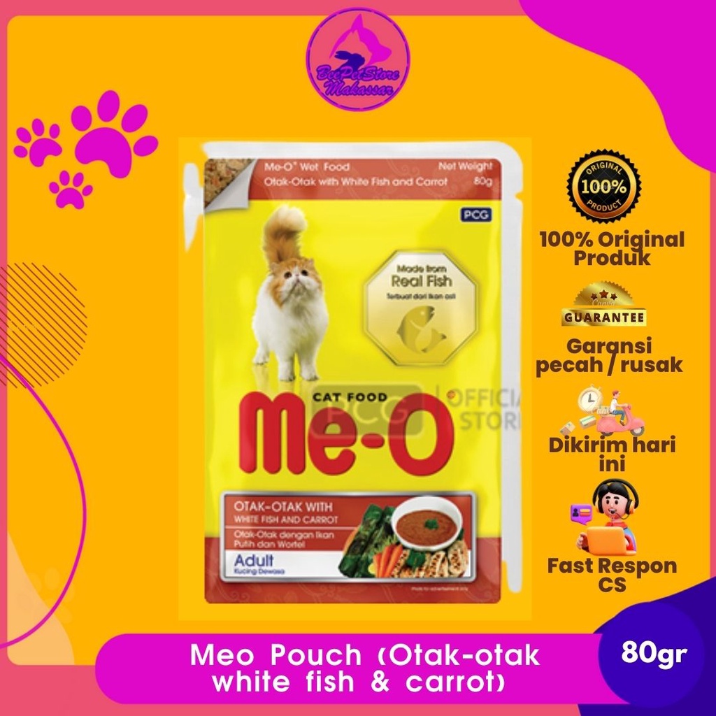 Wet Cat Food-Meo Pouch 80Gr (otak-otak white fish & carrot) | Shopee ...
