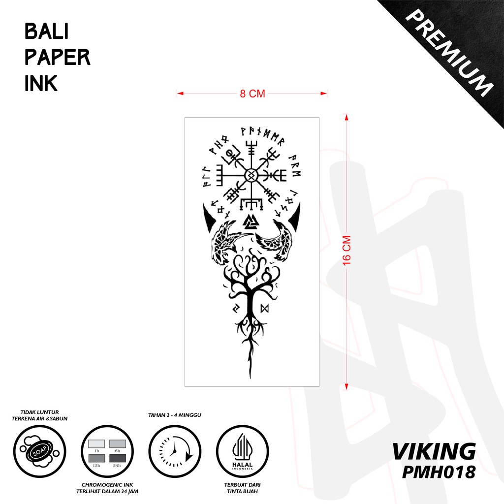 Pmh018 Viking Temporary Tattoo Premium Bali Paper Ink | Shopee Malaysia