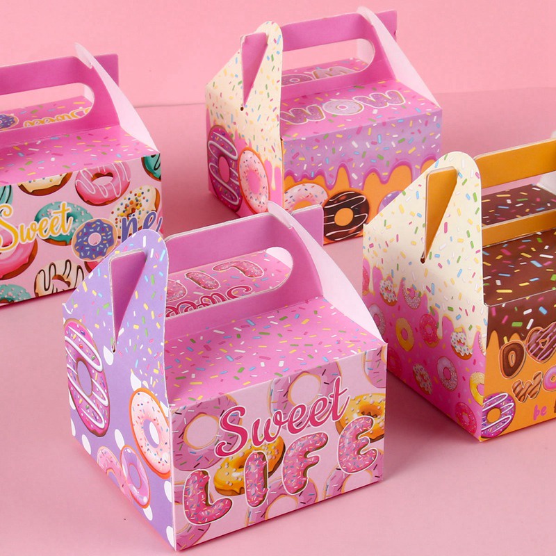 4pcs Pink Donut Mini Candy Gift Box Paper Candy Suitcase Packaging ...