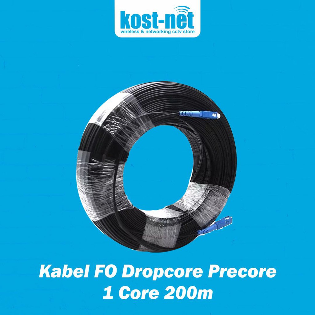 FO Dropcore Precon cable 1 core 200m fiber optic 200 meters ftth rt rw ...