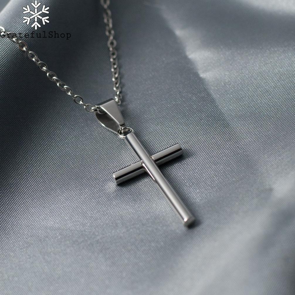 Grateful - Silver Cross Pipe Stainless Steel Necklace (Anti-Rust ...