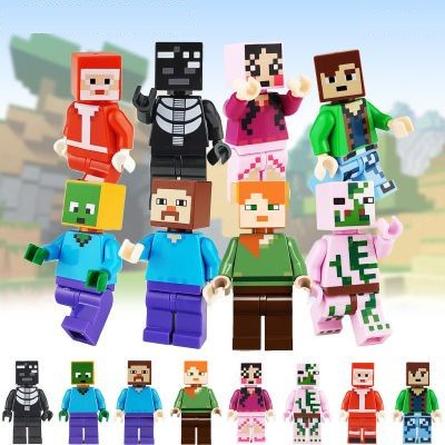 Minecraft Alex Steve Zombie Pigman Wither Skeleton Minifigure Brick ...