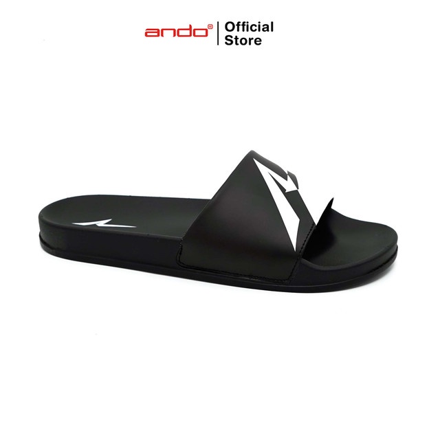 PUTIH HITAM Ando Official Adult Men's Slip On Slice Slippers - Black ...