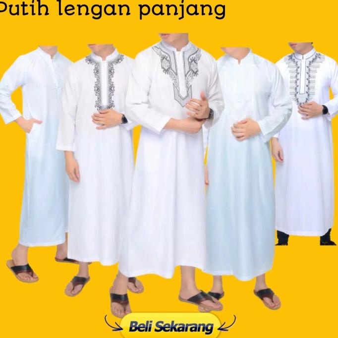 PUTIH HITAM Saudi Arabian Robes Men's Robes Embroidered White Black ...