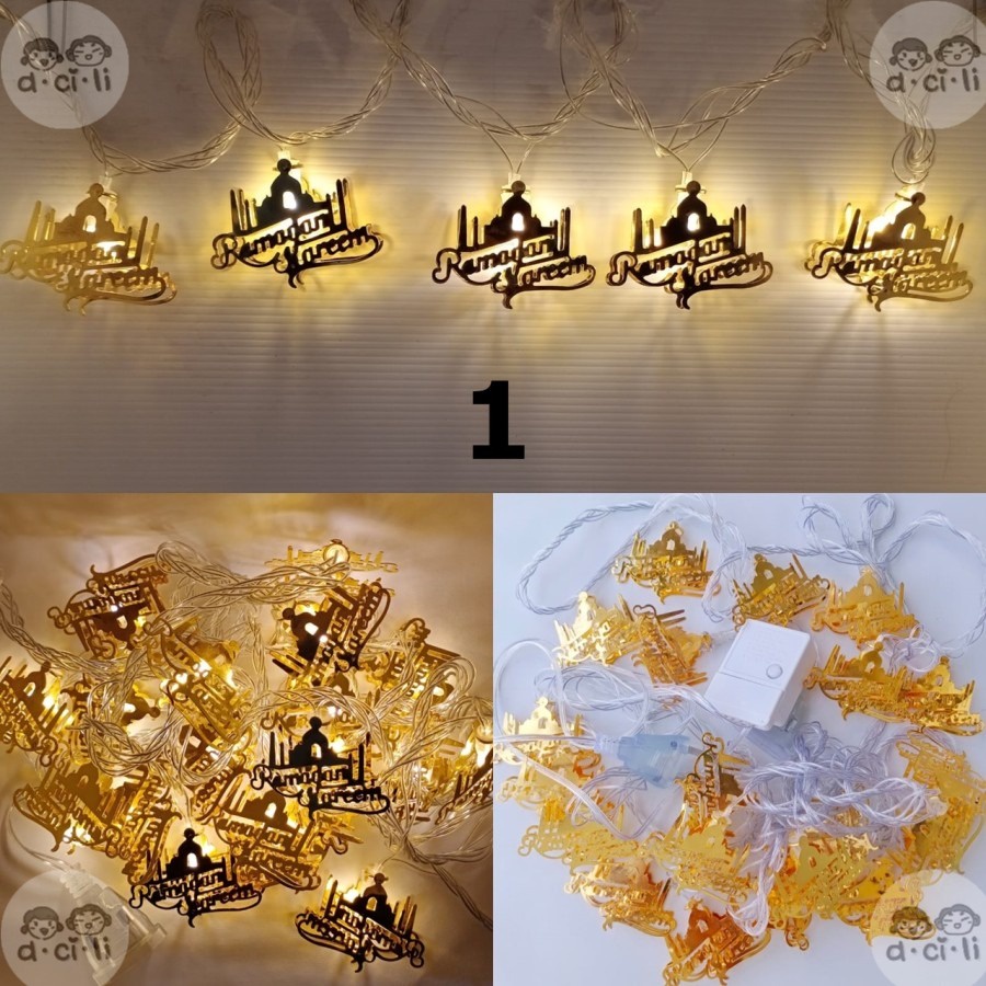 Led Lamp Renteng Lebaran GOLD Plate Masjid Decoration Idul Fitri ...