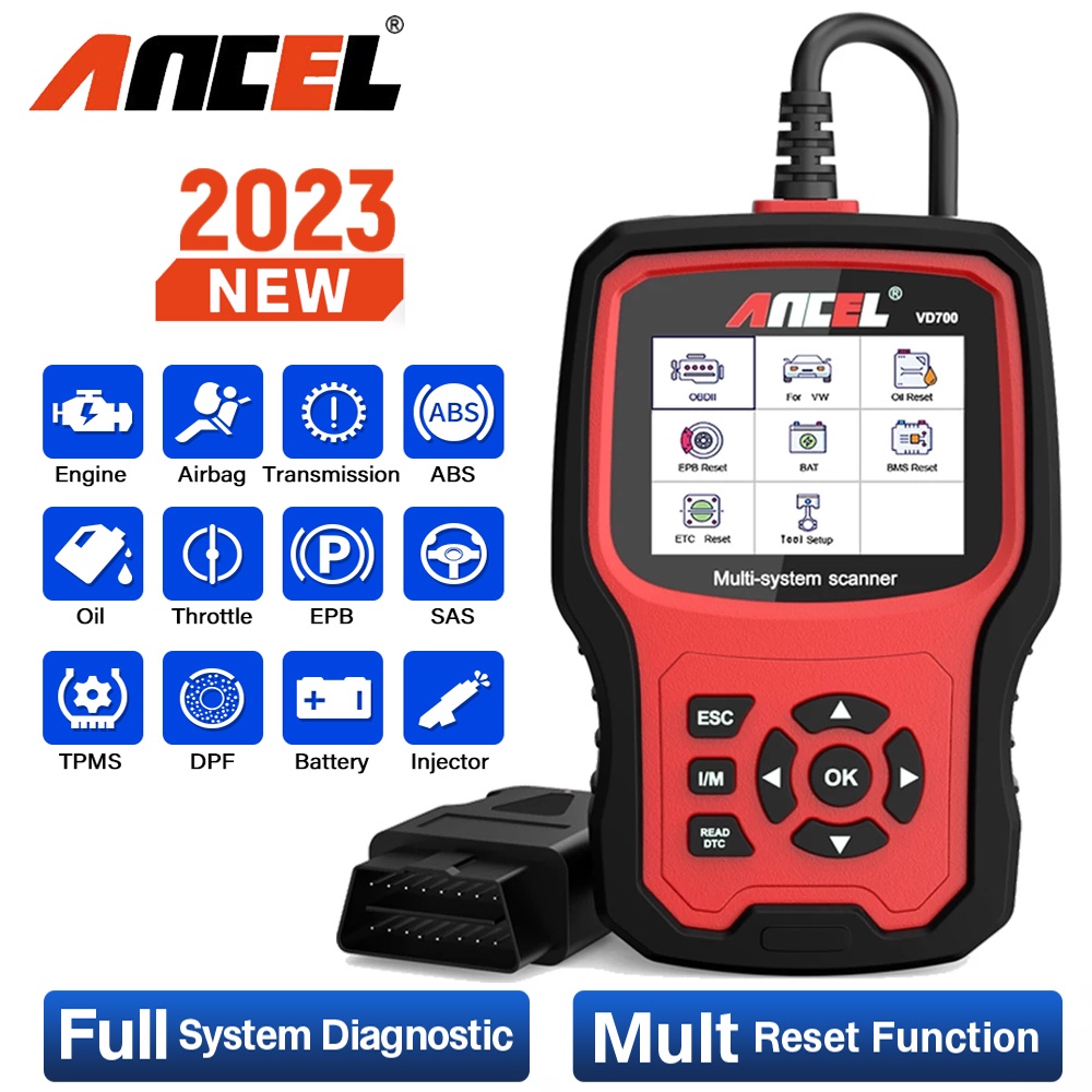 ANCEL VD700 OBD2 Scanner Car Diagnostics Tool Full System Individual ...