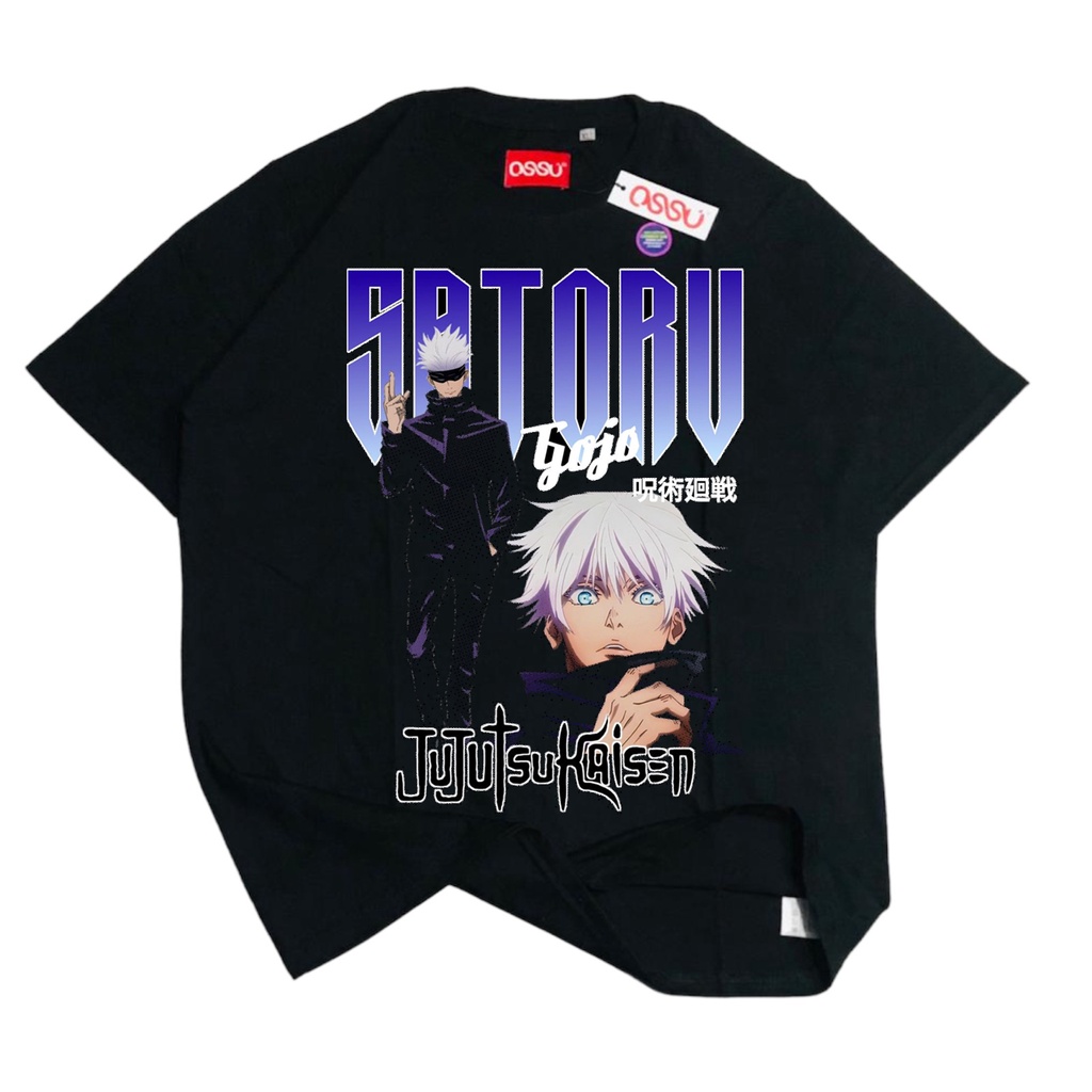 ANIME GOJO SATORU FROM JUJUTSU KAISEN BLACK WASHED TEE | Shopee Malaysia
