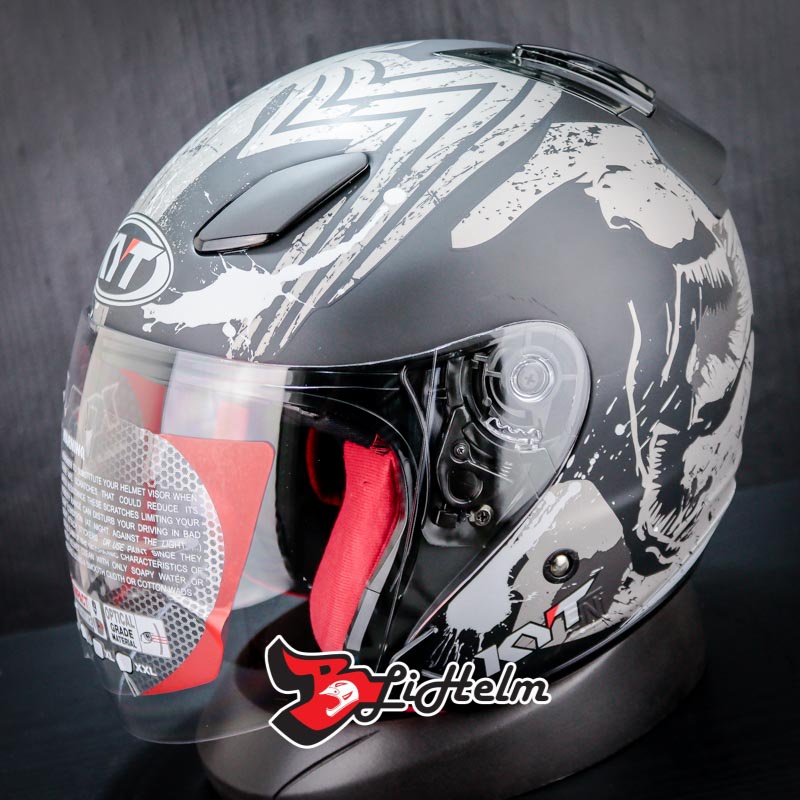 Djmaru VENOM BLACK DOFF SILVER Helmet | Dj MARU HALF FACE HELMET SNI ...