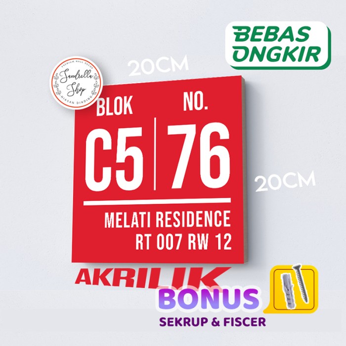 Custom Acrylic House Number Address Board Acrylic House Number AKMNR9 ...