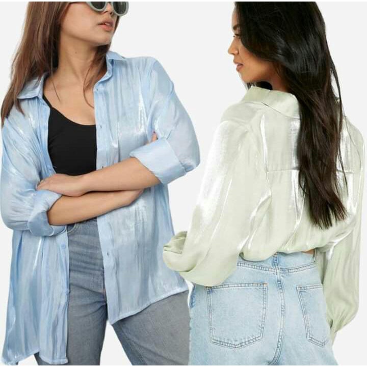 KEMEJA Shimmer Shirt Women's Shiny Shirt / Sparkly Shirt Semi ...