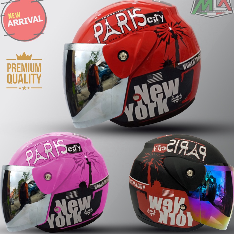 Half Face EVOLUTION Inovation SNI Motorcycle Helmet Like GM Helmet original PARIS Motif Silver ...