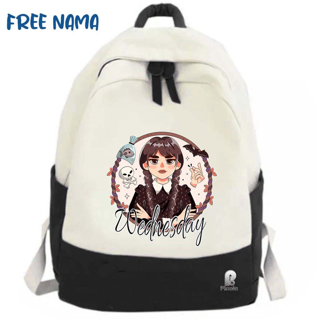 Addams WEDNESDAY Character Print School BACKPACK BACKPACK (FREE Name ...