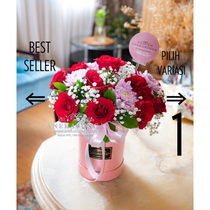 MAWAR Flower Box Real Rose Flower Vase Box Fresh Rose Flower Birthday ...