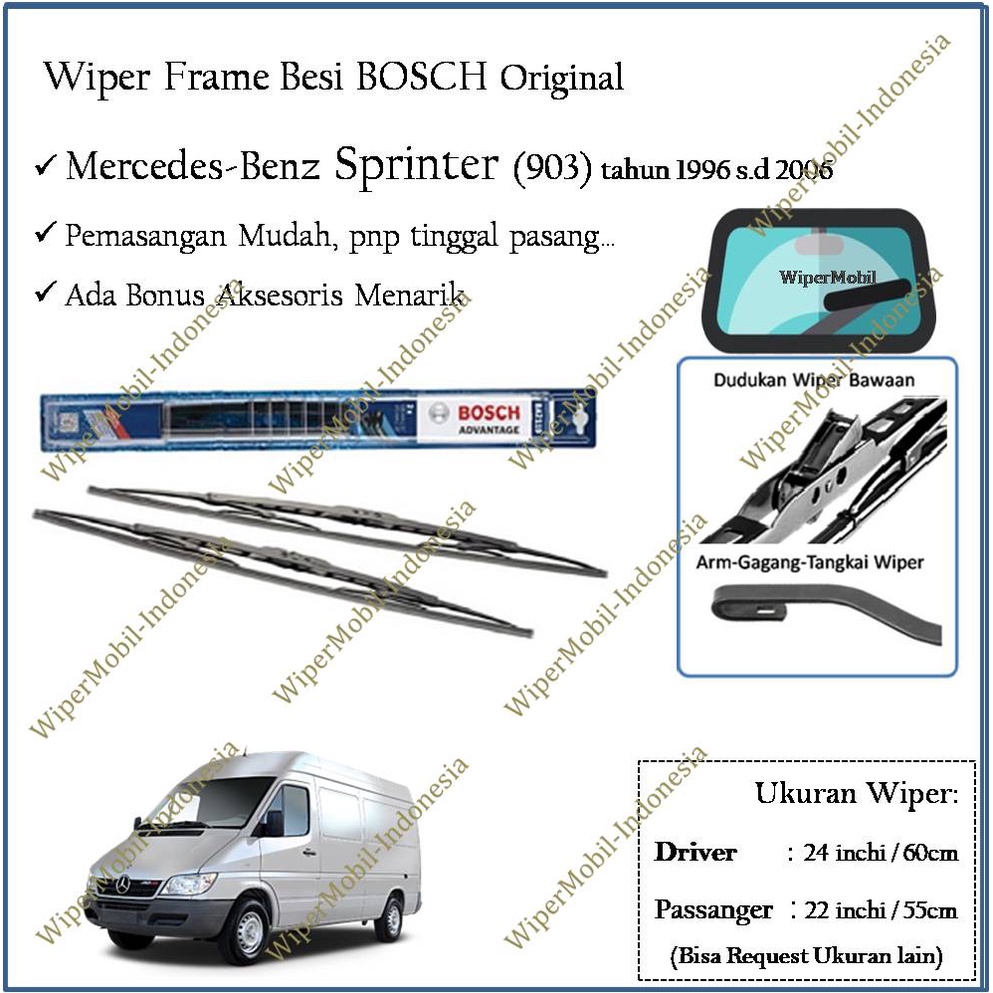 Bosch Iron Frame Wiper Mercedes Benz Sprinter 903 Car Glass 1996 1997 ...