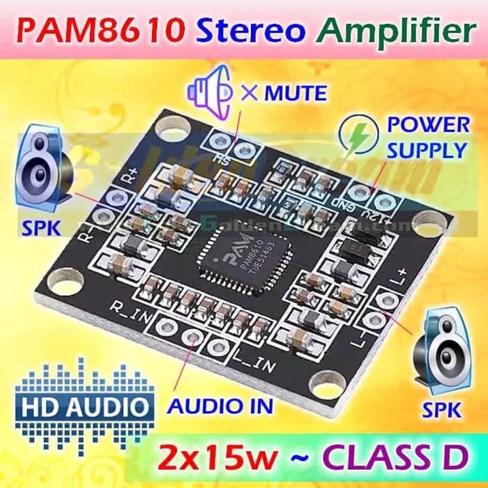 Kit PAM8610 2x15w PAM 8610 HD Digital Hi-Fi Audio Amplifier Class D ...