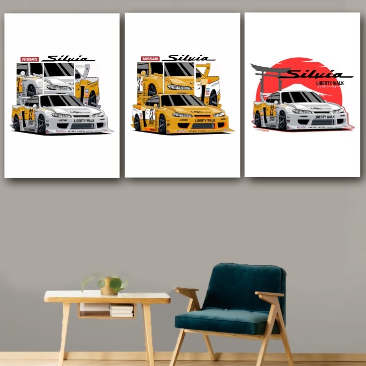 KAYU Krmk Wood Poster Racing Car NISSAN SILVIA S15 LBWK LIBERTY WALK ...