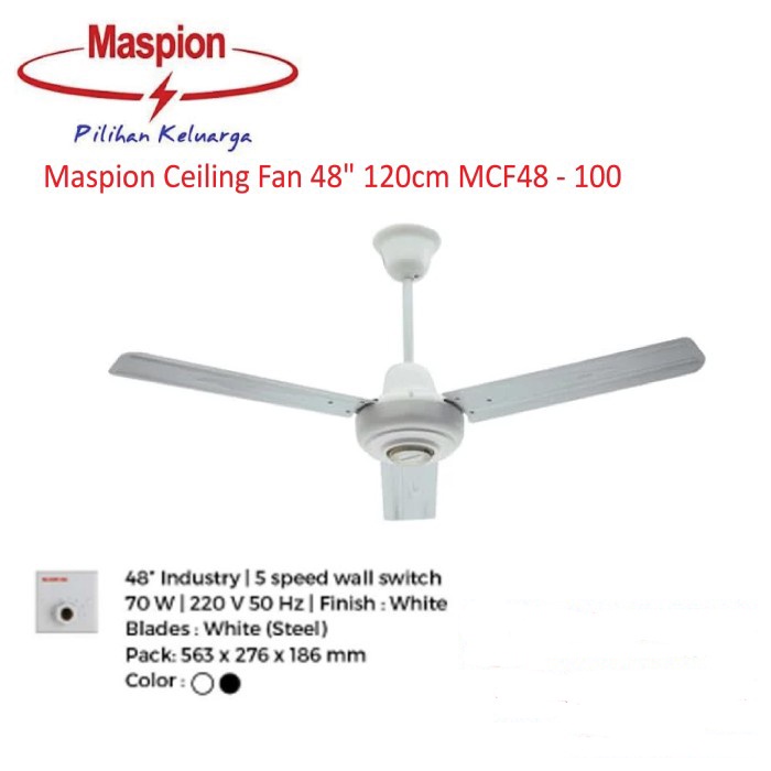 Maspion CEILING FAN 48 INCH WHITE STEEL CEILING FAN 48"' MOSQUE FAN ...