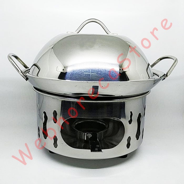 Mini Food Warmer Wok 20Cm/ Stainless Rice Vegetable Soup Heater Serving ...