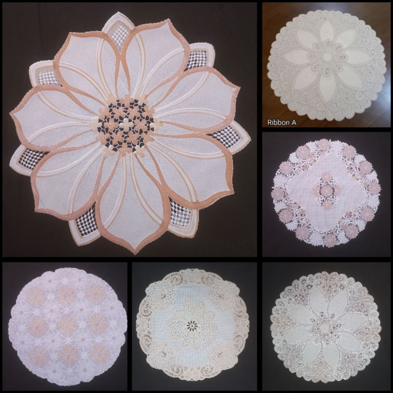 Small Round Coffee Table Cloth Diameter 38 cm Color Cream Beige Brown ...