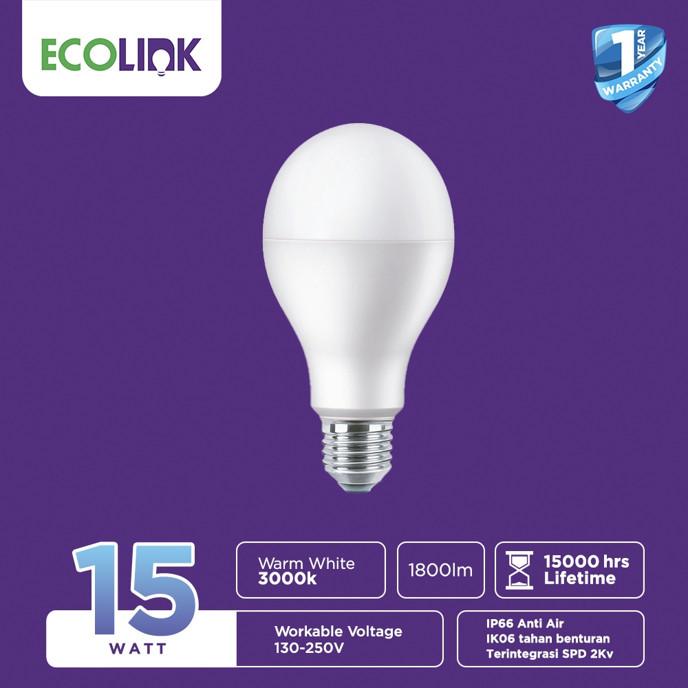 Ecolink LED Bulb 15W Yellow Warm White | Shopee Malaysia